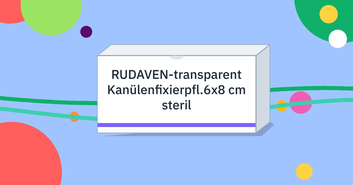 Symbolbild: Packung mit der Aufschrift RUDAVEN-transparent Kanülenfixierpfl.6x8 cm steril (PZN 00031437) – Verfügbarkeit und Bezug in Apotheken in Frankfurt am Main