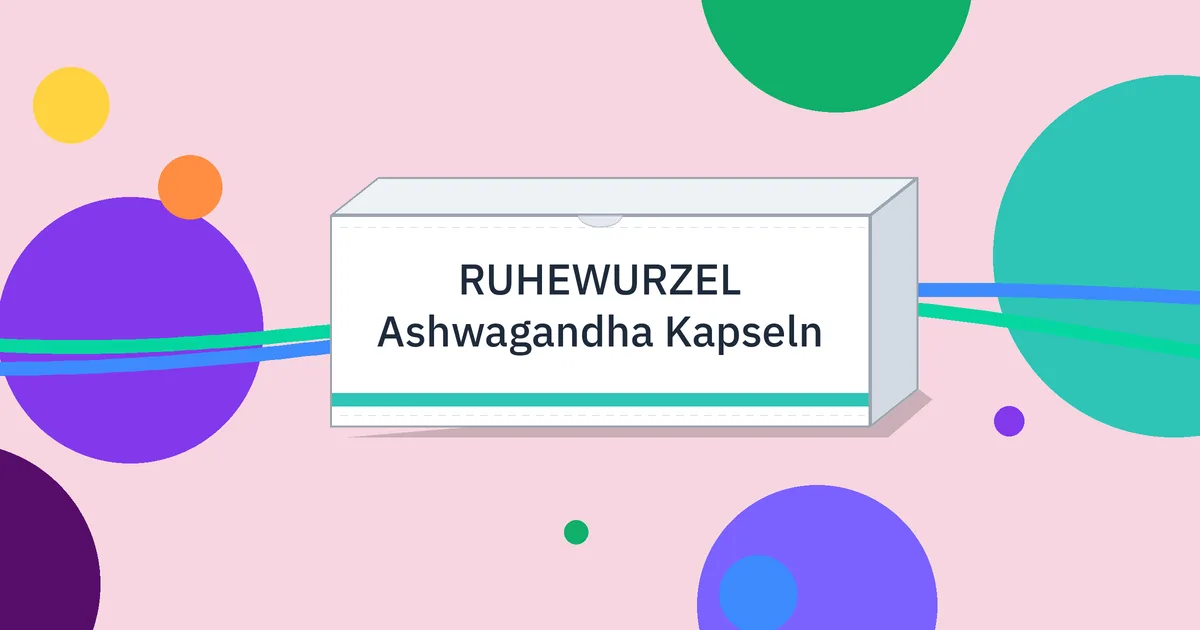 Symbolbild: Packung mit der Aufschrift RUHEWURZEL Ashwagandha Kapseln (PZN 20118146) – Verfügbarkeit und Bezug in Apotheken in Frankfurt am Main