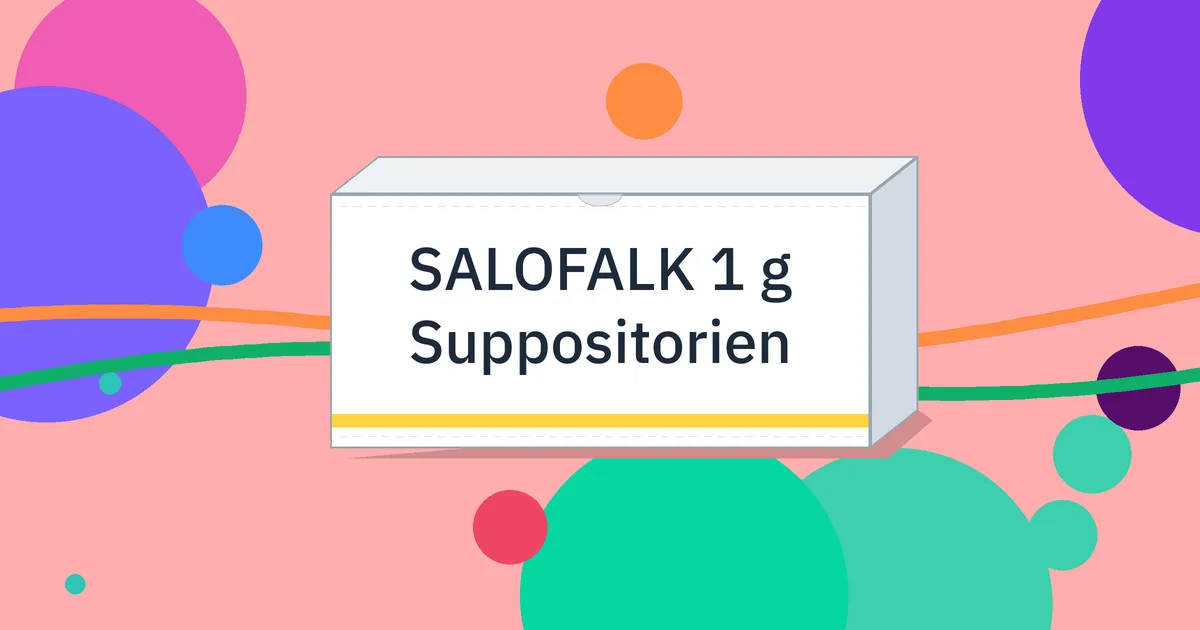 Symbolbild: Packung mit der Aufschrift SALOFALK 1 g Suppositorien (PZN 14240469) – Verfügbarkeit und Bezug in Apotheken in Frankfurt am Main