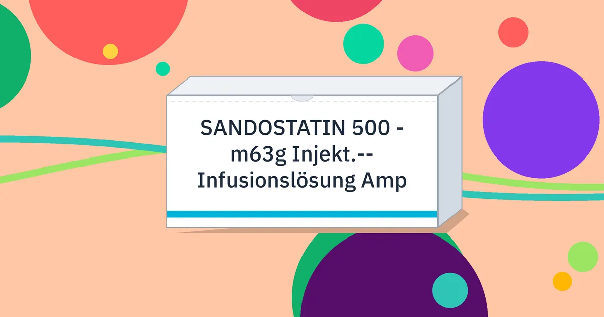 Symbolbild: Packung mit der Aufschrift SANDOSTATIN 500 -m63g Injekt.--Infusionslösung Amp (PZN 06342606) – Verfügbarkeit und Bezug in Apotheken in Frankfurt am Main