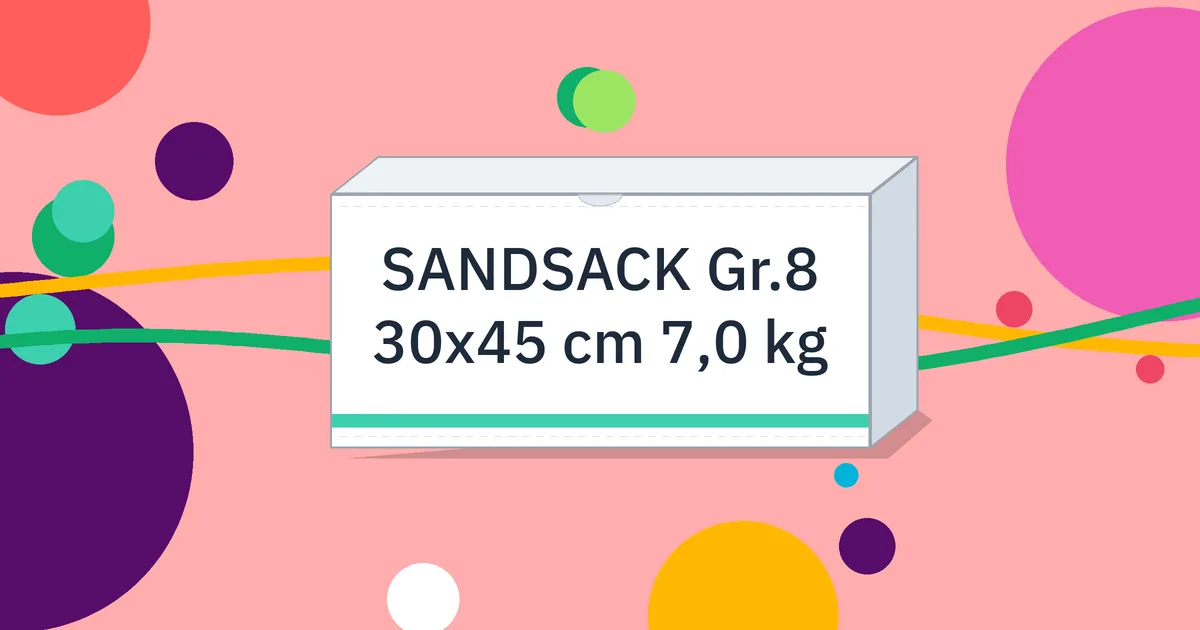 Symbolbild: Packung mit der Aufschrift SANDSACK Gr.8 30x45 cm 7,0 kg (PZN 02443227) – Verfügbarkeit und Bezug in Apotheken in Frankfurt am Main