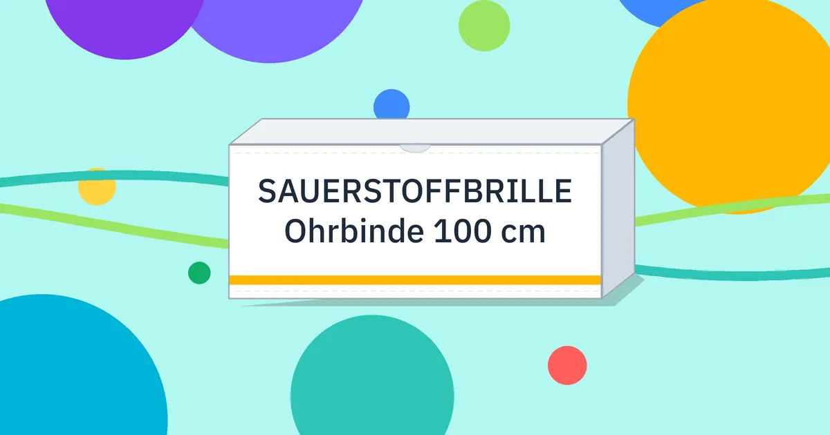 Symbolbild: Packung mit der Aufschrift SAUERSTOFFBRILLE Ohrbinde 100 cm (PZN 02443262) – Verfügbarkeit und Bezug in Apotheken in Frankfurt am Main