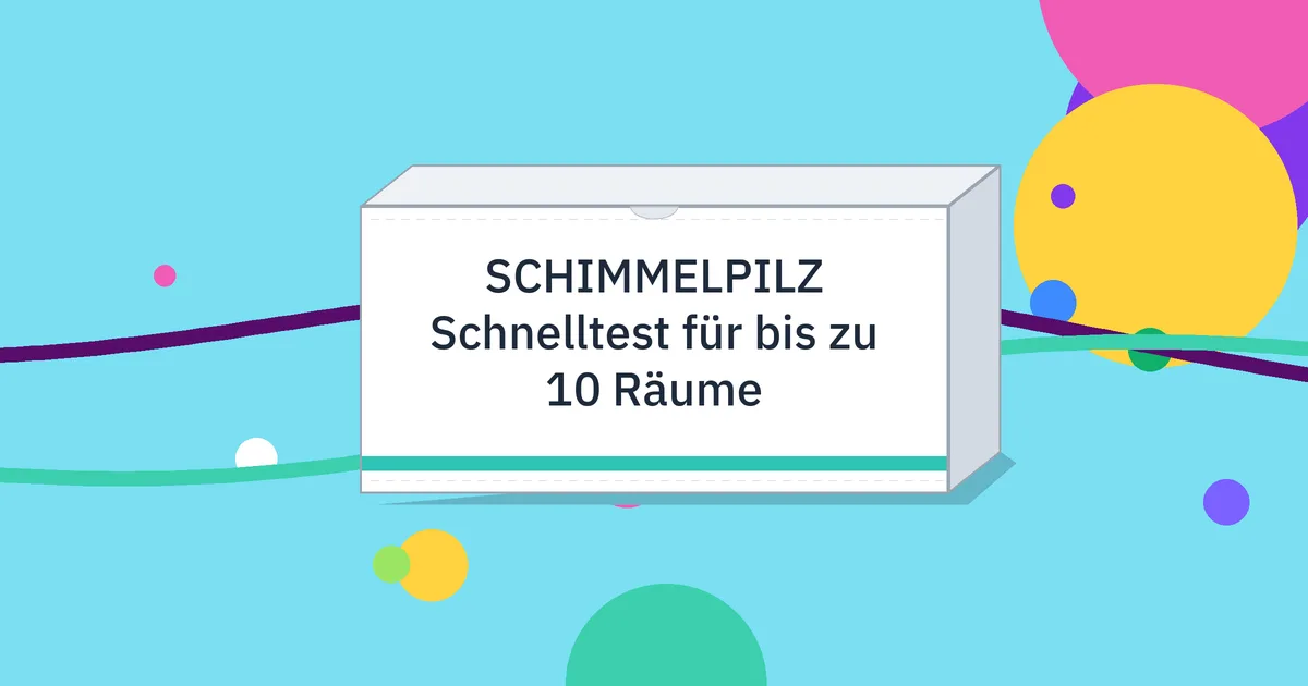 Symbolbild: Packung mit der Aufschrift SCHIMMELPILZ Schnelltest für bis zu 10 Räume (PZN 13582015) – Verfügbarkeit und Bezug in Apotheken in Frankfurt am Main