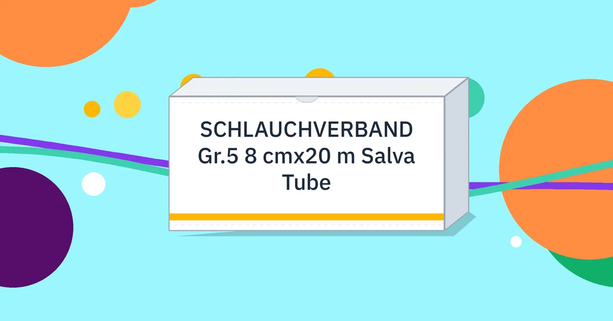 Symbolbild: Packung mit der Aufschrift SCHLAUCHVERBAND Gr.5 8 cmx20 m Salva Tube (PZN 10351261) – Verfügbarkeit und Bezug in Apotheken in Frankfurt am Main
