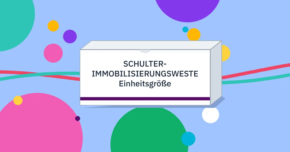 Symbolbild: Packung mit der Aufschrift SCHULTER-IMMOBILISIERUNGSWESTE Einheitsgröße (PZN 19069247) – Verfügbarkeit und Bezug in Apotheken in Frankfurt am Main