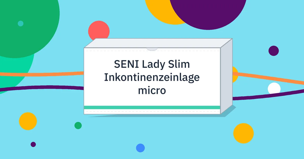 Symbolbild: Packung mit der Aufschrift SENI Lady Slim Inkontinenzeinlage micro (PZN 16617470) – Verfügbarkeit und Bezug in Apotheken in Frankfurt am Main