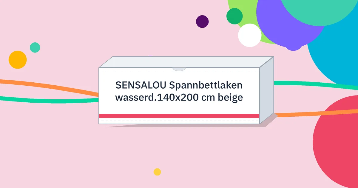 Symbolbild: Packung mit der Aufschrift SENSALOU Spannbettlaken wasserd.140x200 cm beige (PZN 20738765) – Verfügbarkeit und Bezug in Apotheken in Frankfurt am Main