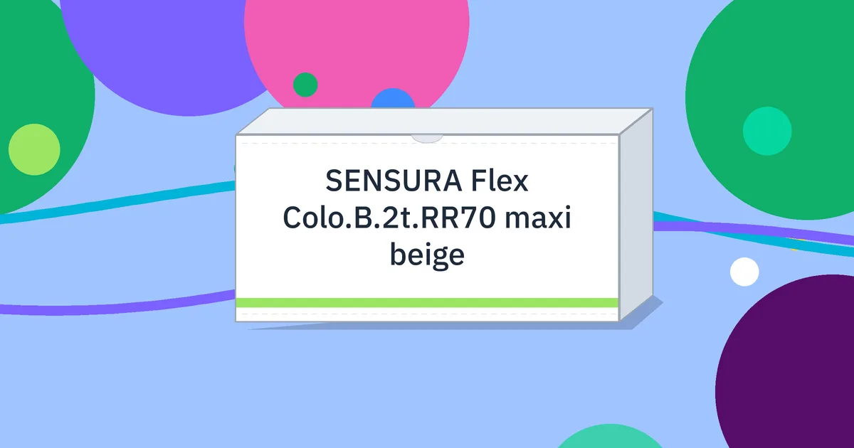 Symbolbild: Packung mit der Aufschrift SENSURA Flex Colo.B.2t.RR70 maxi beige (PZN 03087680) – Verfügbarkeit und Bezug in Apotheken in Frankfurt am Main