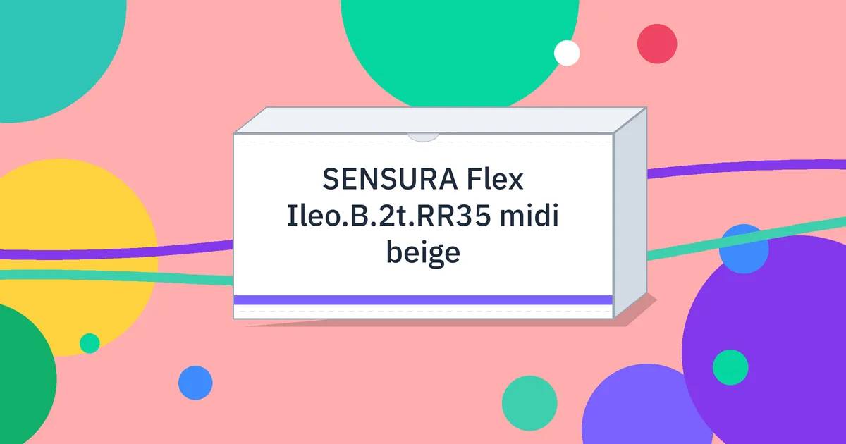 Symbolbild: Packung mit der Aufschrift SENSURA Flex Ileo.B.2t.RR35 midi beige (PZN 03116418) – Verfügbarkeit und Bezug in Apotheken in Frankfurt am Main