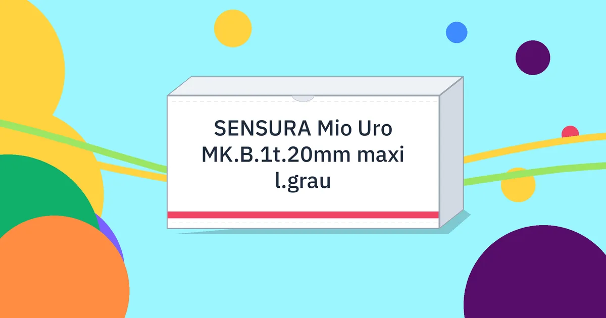 Symbolbild: Packung mit der Aufschrift SENSURA Mio Uro MK.B.1t.20mm maxi l.grau (PZN 10201900) – Verfügbarkeit und Bezug in Apotheken in Frankfurt am Main