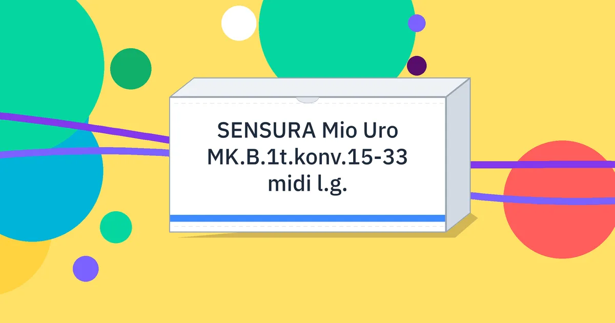 Symbolbild: Packung mit der Aufschrift SENSURA Mio Uro MK.B.1t.konv.15-33 midi l.g. (PZN 11099585) – Verfügbarkeit und Bezug in Apotheken in Frankfurt am Main