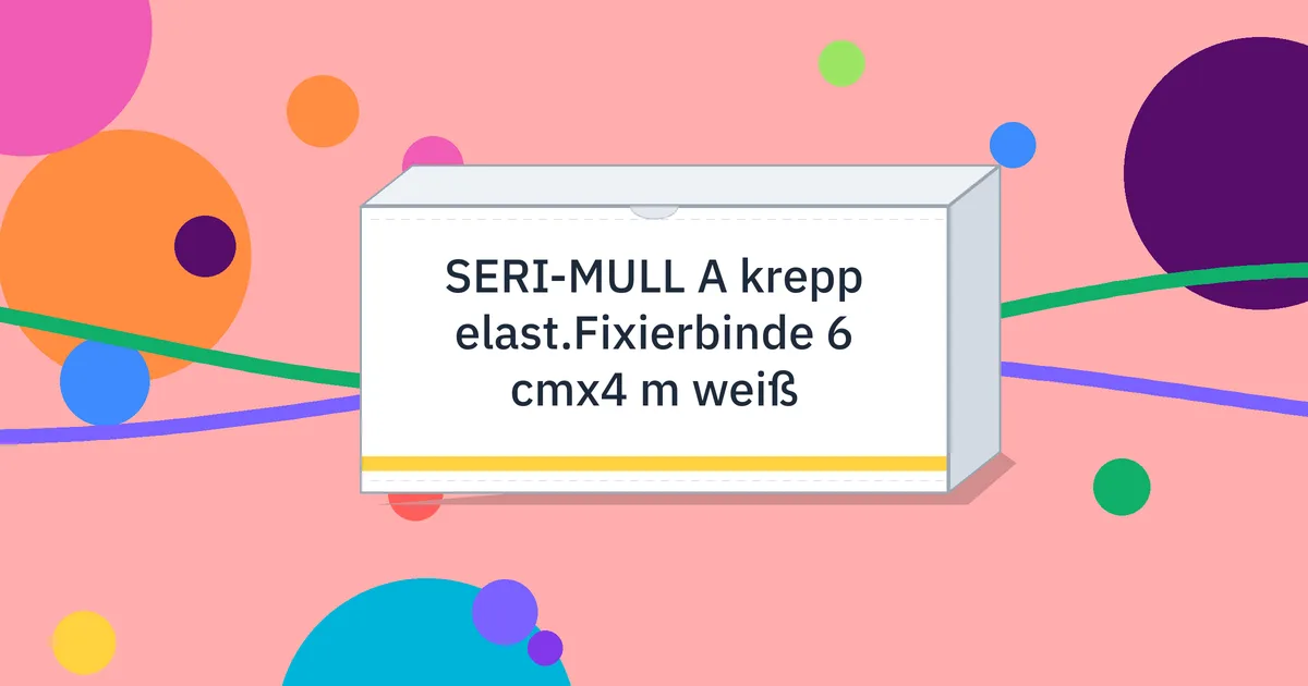 Symbolbild: Packung mit der Aufschrift SERI-MULL A krepp elast.Fixierbinde 6 cmx4 m weiß (PZN 14444700) – Verfügbarkeit und Bezug in Apotheken in Frankfurt am Main