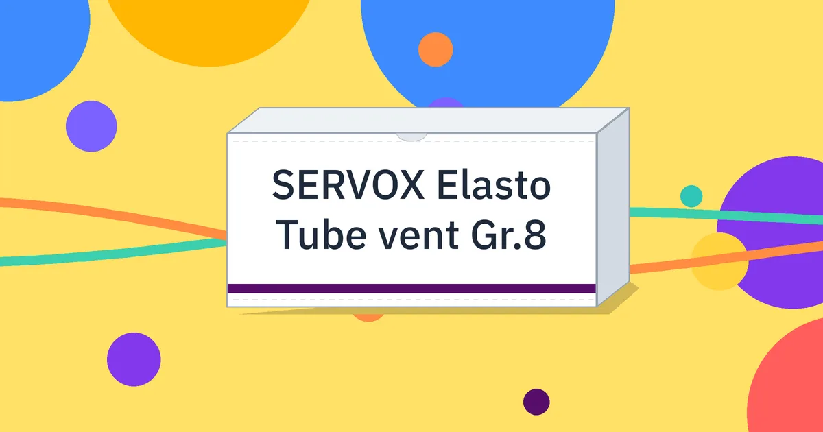 Symbolbild: Packung mit der Aufschrift SERVOX Elasto Tube vent Gr.8 (PZN 09205324) – Verfügbarkeit und Bezug in Apotheken in Frankfurt am Main