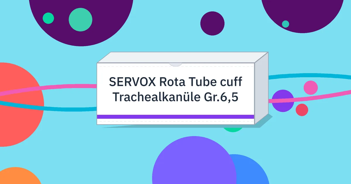 Symbolbild: Packung mit der Aufschrift SERVOX Rota Tube cuff Trachealkanüle Gr.6,5 (PZN 09332821) – Verfügbarkeit und Bezug in Apotheken in Frankfurt am Main