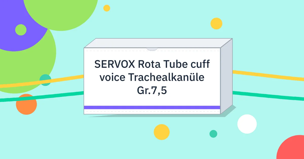 Symbolbild: Packung mit der Aufschrift SERVOX Rota Tube cuff voice Trachealkanüle Gr.7,5 (PZN 09333097) – Verfügbarkeit und Bezug in Apotheken in Frankfurt am Main