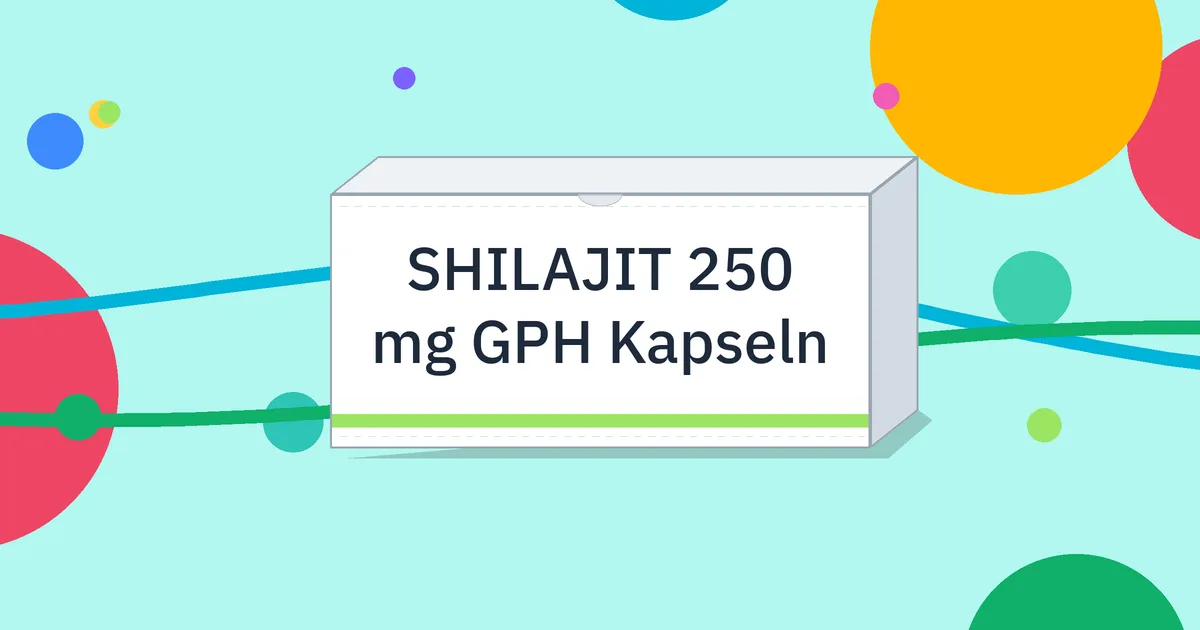 Symbolbild: Packung mit der Aufschrift SHILAJIT 250 mg GPH Kapseln (PZN 20808543) – Verfügbarkeit und Bezug in Apotheken in Frankfurt am Main