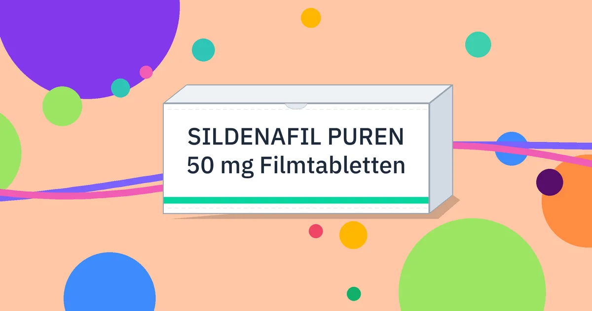 Symbolbild: Packung mit der Aufschrift SILDENAFIL PUREN 50 mg Filmtabletten (PZN 13354366) – Verfügbarkeit und Bezug in Apotheken in Frankfurt am Main