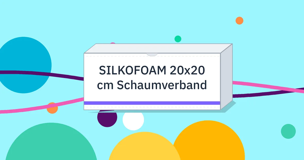 Symbolbild: Packung mit der Aufschrift SILKOFOAM 20x20 cm Schaumverband (PZN 18682572) – Verfügbarkeit und Bezug in Apotheken in Frankfurt am Main