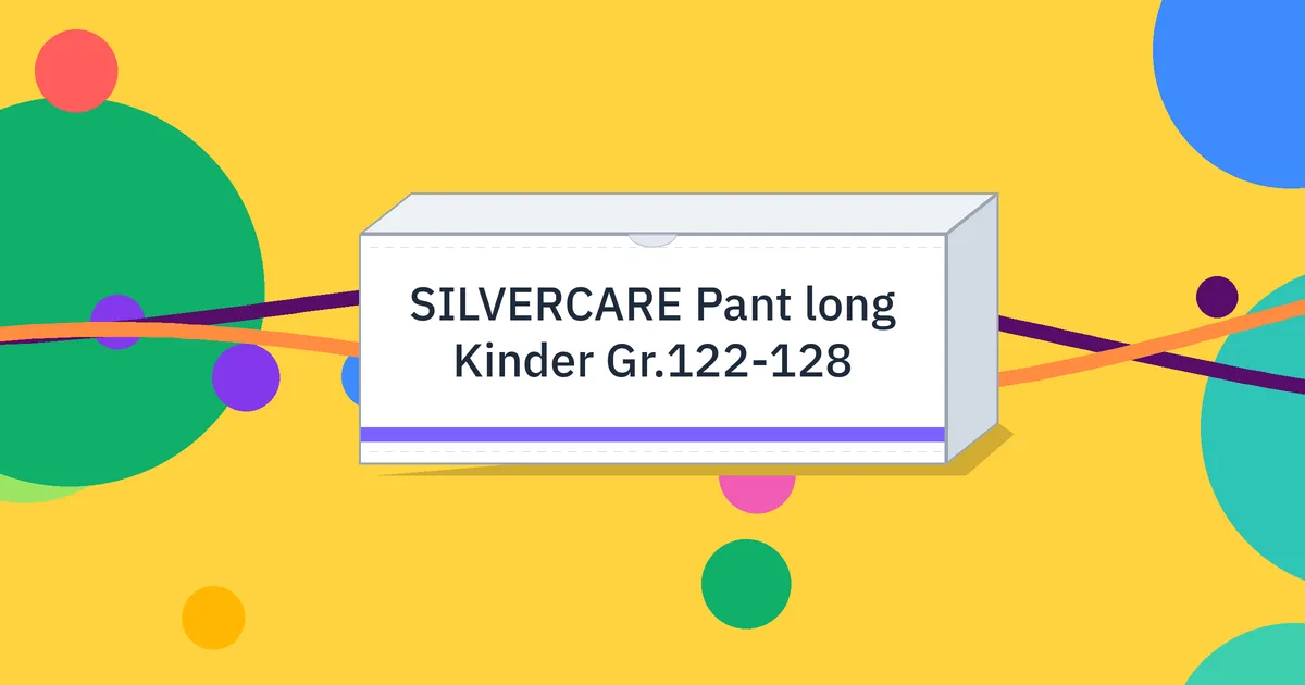 Symbolbild: Packung mit der Aufschrift SILVERCARE Pant long Kinder Gr.122-128 (PZN 01110558) – Verfügbarkeit und Bezug in Apotheken in Frankfurt am Main