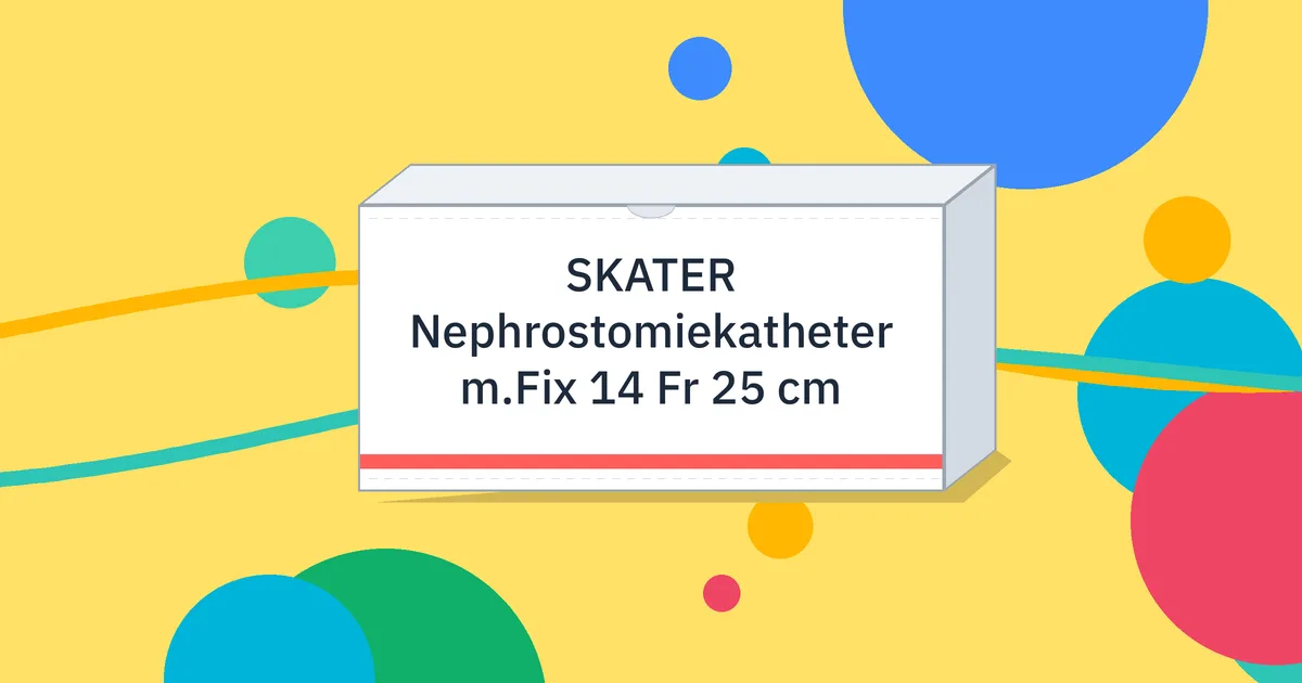 Symbolbild: Packung mit der Aufschrift SKATER Nephrostomiekatheter m.Fix 14 Fr 25 cm (PZN 06769954) – Verfügbarkeit und Bezug in Apotheken in Frankfurt am Main