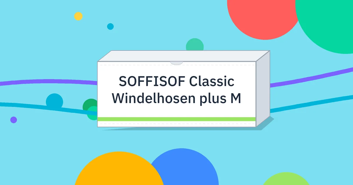 Symbolbild: Packung mit der Aufschrift SOFFISOF Classic Windelhosen plus M (PZN 12566511) – Verfügbarkeit und Bezug in Apotheken in Frankfurt am Main