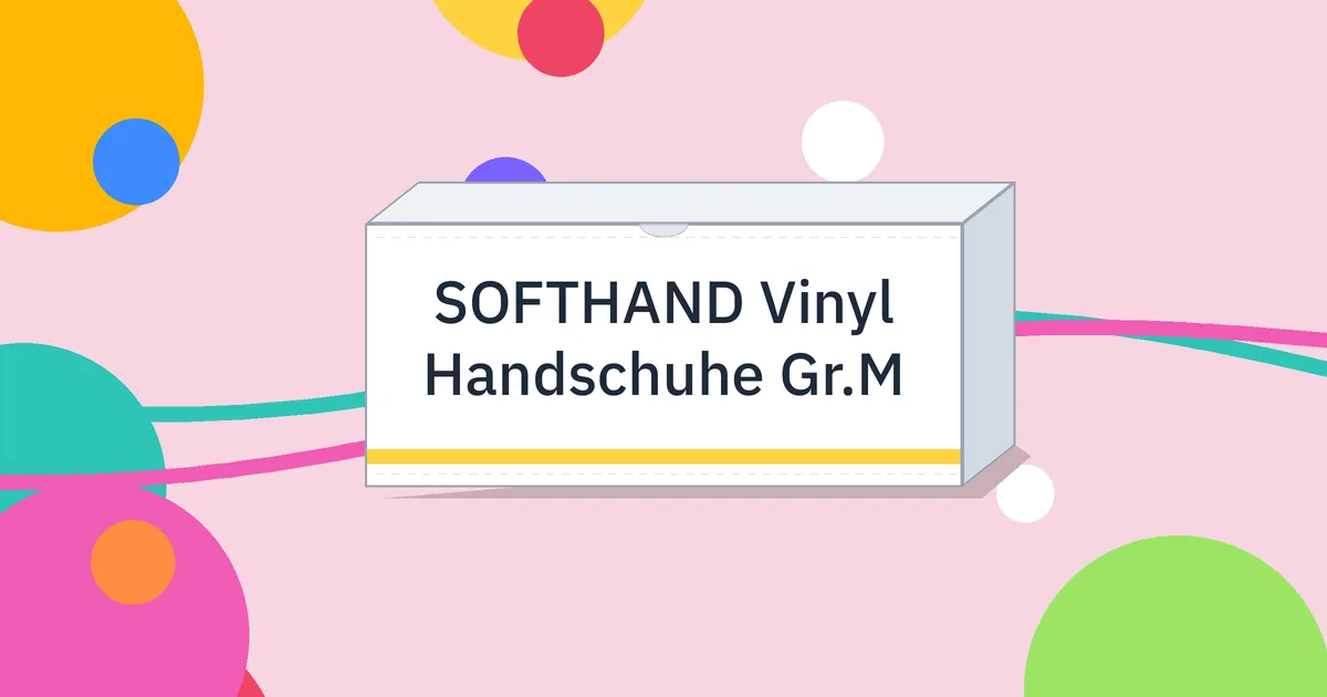 Symbolbild: Packung mit der Aufschrift SOFTHAND Vinyl Handschuhe Gr.M (PZN 08750692) – Verfügbarkeit und Bezug in Apotheken in Frankfurt am Main