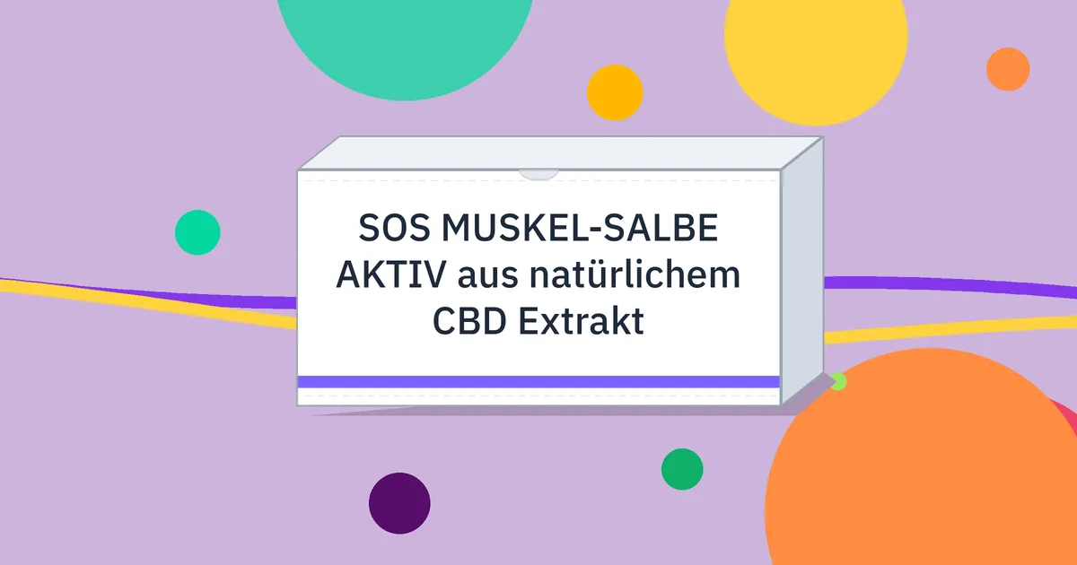 Symbolbild: Packung mit der Aufschrift SOS MUSKEL-SALBE AKTIV aus natürlichem CBD Extrakt (PZN 16751808) – Verfügbarkeit und Bezug in Apotheken in Frankfurt am Main