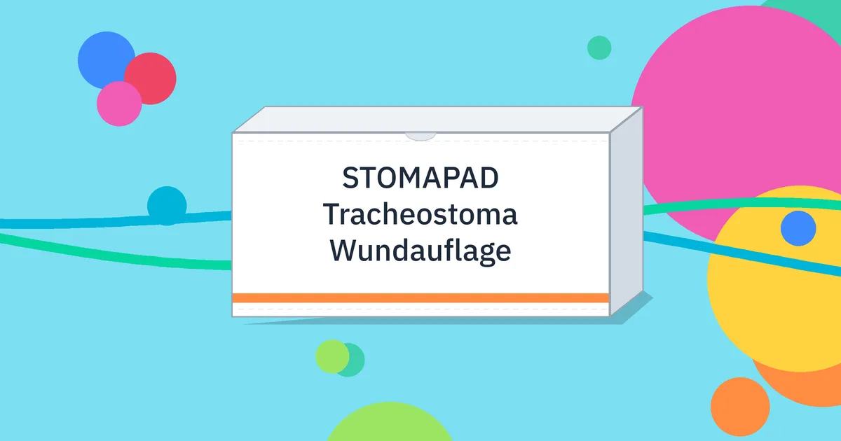 Symbolbild: Packung mit der Aufschrift STOMAPAD Tracheostoma Wundauflage (PZN 09737363) – Verfügbarkeit und Bezug in Apotheken in Frankfurt am Main