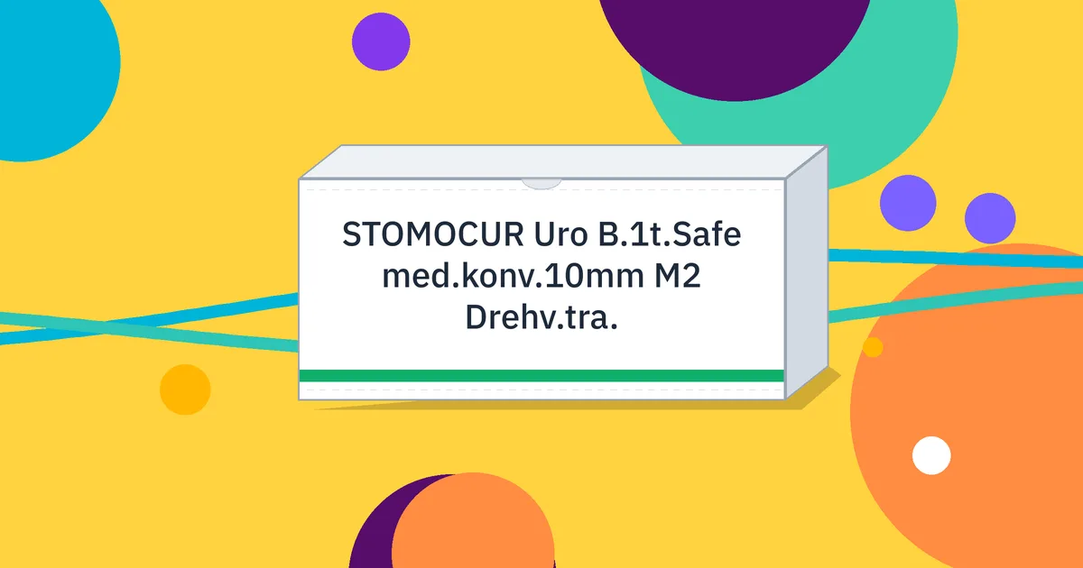 Symbolbild: Packung mit der Aufschrift STOMOCUR Uro B.1t.Safe med.konv.10mm M2 Drehv.tra. (PZN 18192738) – Verfügbarkeit und Bezug in Apotheken in Frankfurt am Main