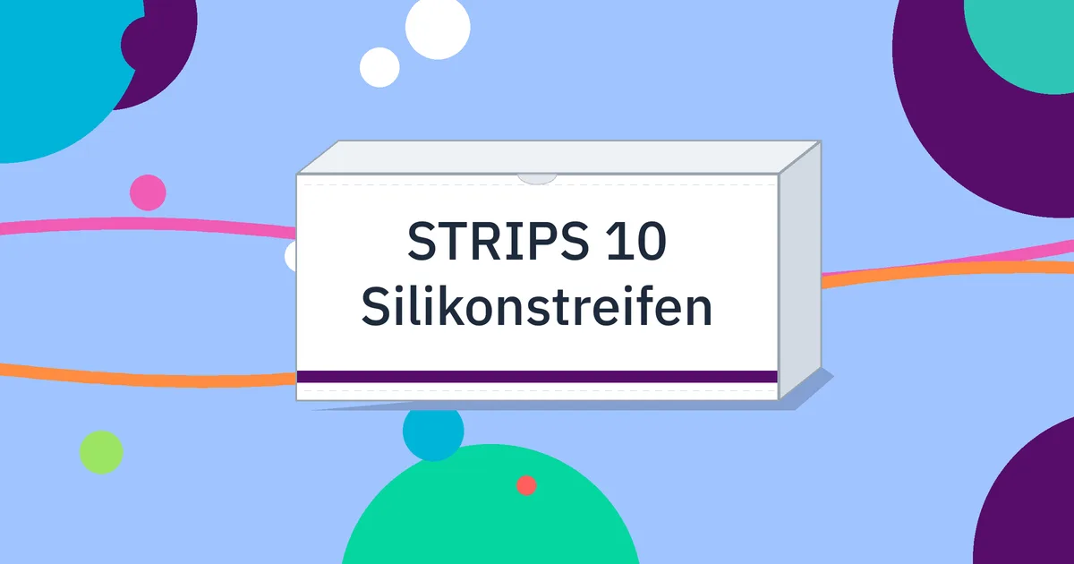 Symbolbild: Packung mit der Aufschrift STRIPS 10 Silikonstreifen (PZN 18722001) – Verfügbarkeit und Bezug in Apotheken in Frankfurt am Main