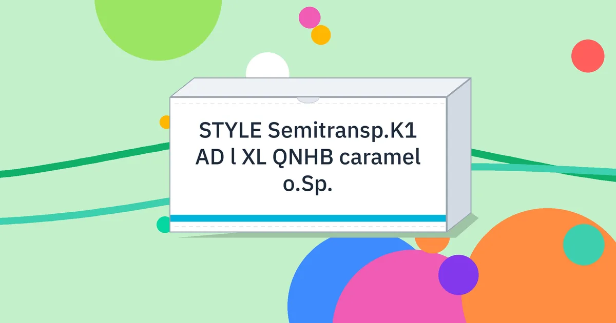 Symbolbild: Packung mit der Aufschrift STYLE Semitransp.K1 AD l XL QNHB caramel o.Sp. (PZN 18869394) – Verfügbarkeit und Bezug in Apotheken in Frankfurt am Main