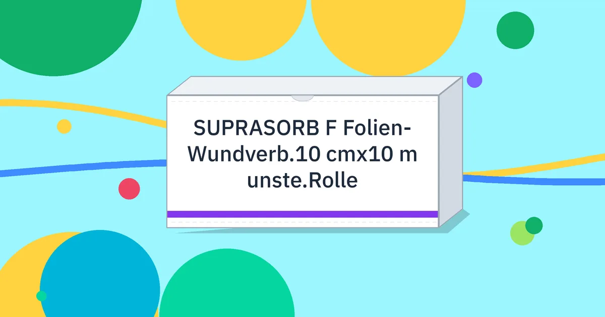Symbolbild: Packung mit der Aufschrift SUPRASORB F Folien-Wundverb.10 cmx10 m unste.Rolle (PZN 02650185) – Verfügbarkeit und Bezug in Apotheken in Frankfurt am Main