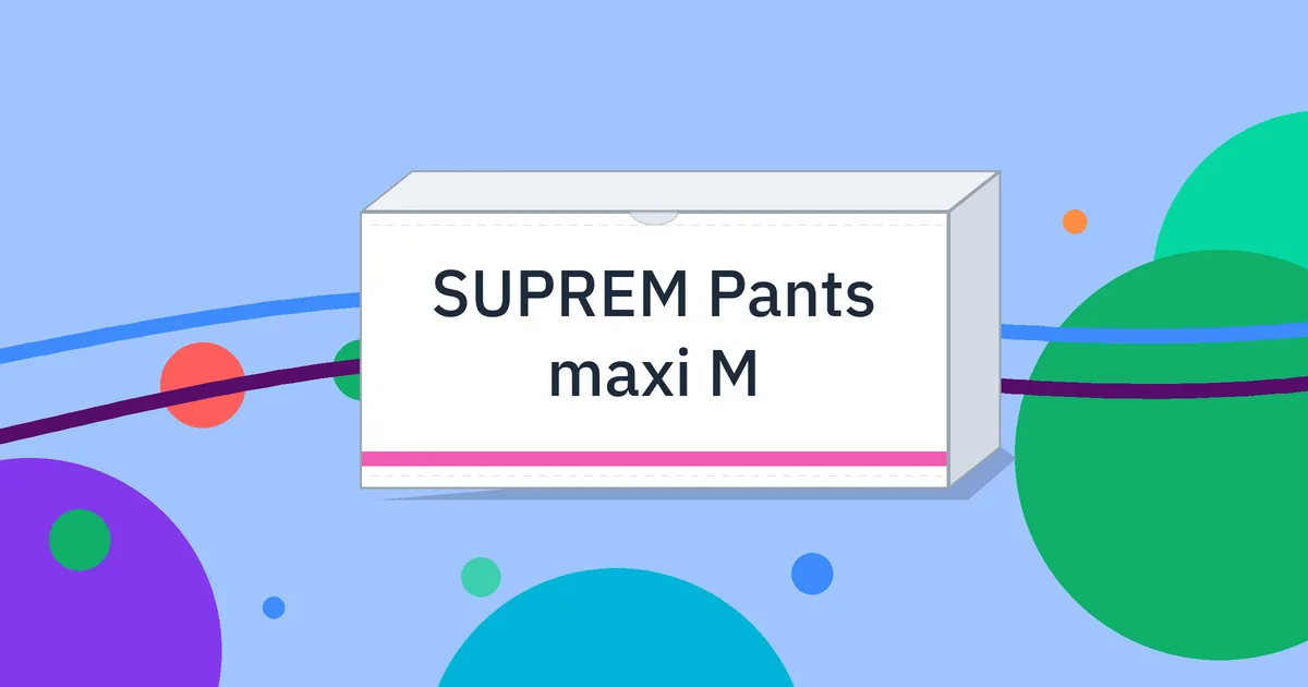 Symbolbild: Packung mit der Aufschrift SUPREM Pants maxi M (PZN 08836347) – Verfügbarkeit und Bezug in Apotheken in Frankfurt am Main