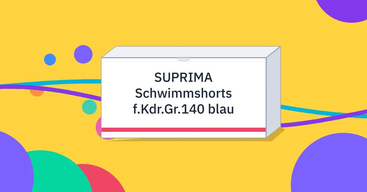 Symbolbild: Packung mit der Aufschrift SUPRIMA Schwimmshorts f.Kdr.Gr.140 blau (PZN 02400991) – Verfügbarkeit und Bezug in Apotheken in Frankfurt am Main