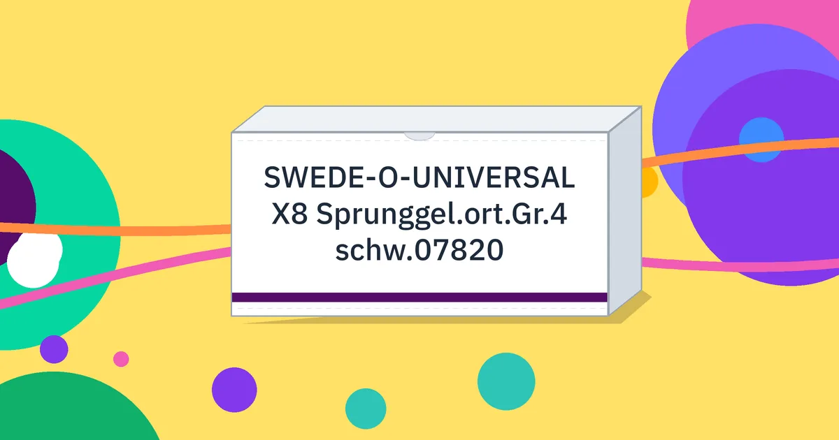 Symbolbild: Packung mit der Aufschrift SWEDE-O-UNIVERSAL X8 Sprunggel.ort.Gr.4 schw.07820 (PZN 07223789) – Verfügbarkeit und Bezug in Apotheken in Frankfurt am Main