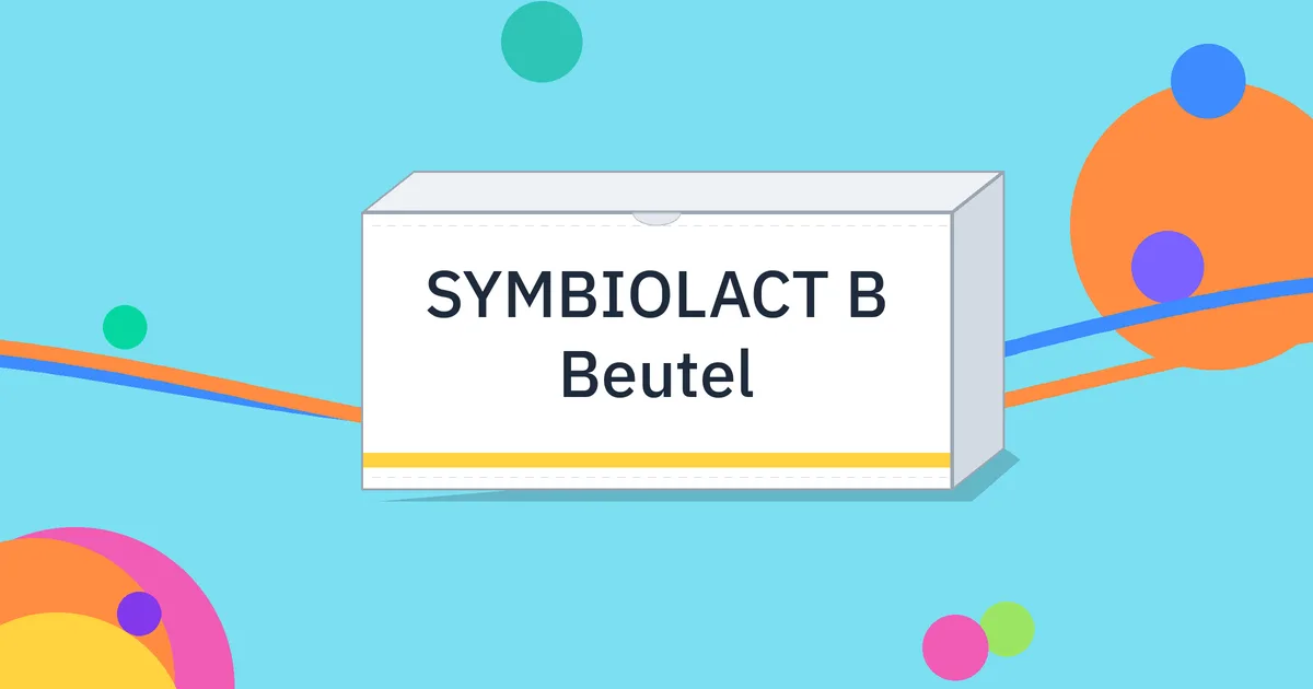 Symbolbild: Packung mit der Aufschrift SYMBIOLACT B Beutel (PZN 07493448) – Verfügbarkeit und Bezug in Apotheken in Frankfurt am Main