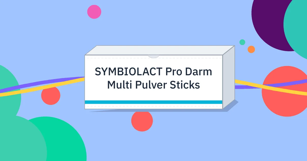 Symbolbild: Packung mit der Aufschrift SYMBIOLACT Pro Darm Multi Pulver Sticks (PZN 20229236) – Verfügbarkeit und Bezug in Apotheken in Frankfurt am Main