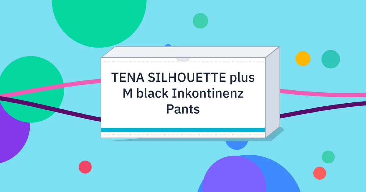 Symbolbild: Packung mit der Aufschrift TENA SILHOUETTE plus M black Inkontinenz Pants (PZN 18664947) – Verfügbarkeit und Bezug in Apotheken in Frankfurt am Main