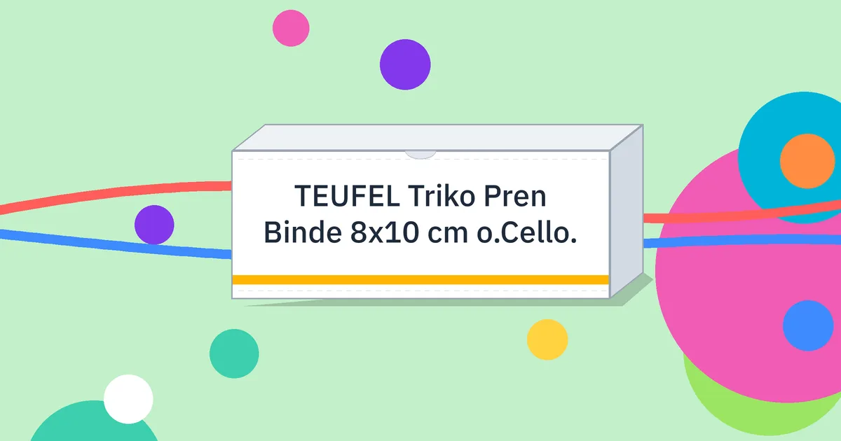 Symbolbild: Packung mit der Aufschrift TEUFEL Triko Pren Binde 8x10 cm o.Cello. (PZN 02299575) – Verfügbarkeit und Bezug in Apotheken in Frankfurt am Main