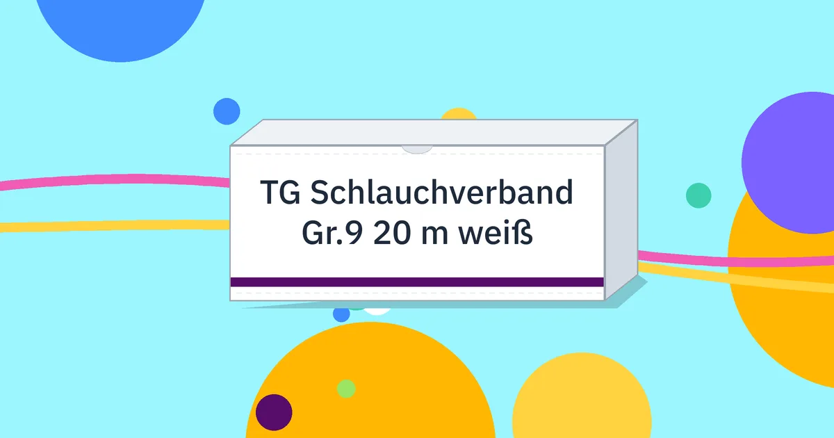 Symbolbild: Packung mit der Aufschrift TG Schlauchverband Gr.9 20 m weiß (PZN 14237125) – Verfügbarkeit und Bezug in Apotheken in Frankfurt am Main