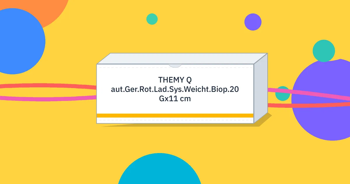 Symbolbild: Packung mit der Aufschrift THEMY Q aut.Ger.Rot.Lad.Sys.Weicht.Biop.20 Gx11 cm (PZN 19738033) – Verfügbarkeit und Bezug in Apotheken in Frankfurt am Main