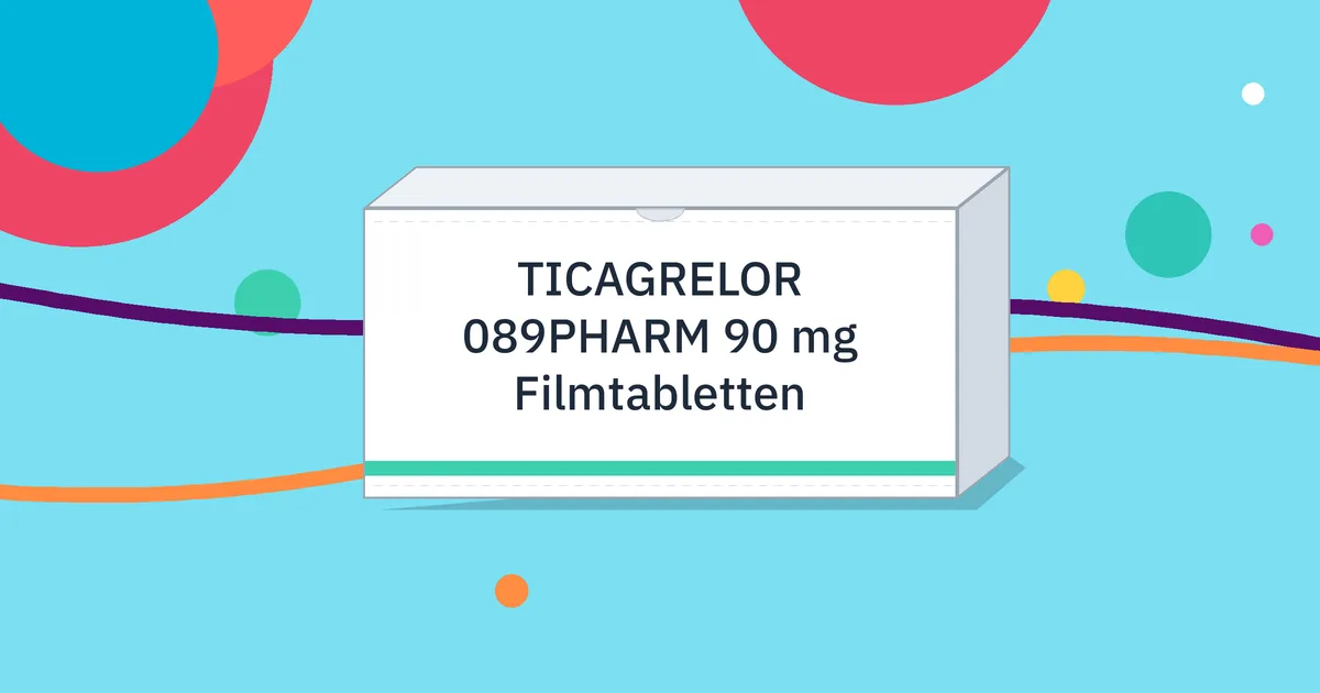 Symbolbild: Packung mit der Aufschrift TICAGRELOR 089PHARM 90 mg Filmtabletten (PZN 19830448) – Verfügbarkeit und Bezug in Apotheken in Frankfurt am Main