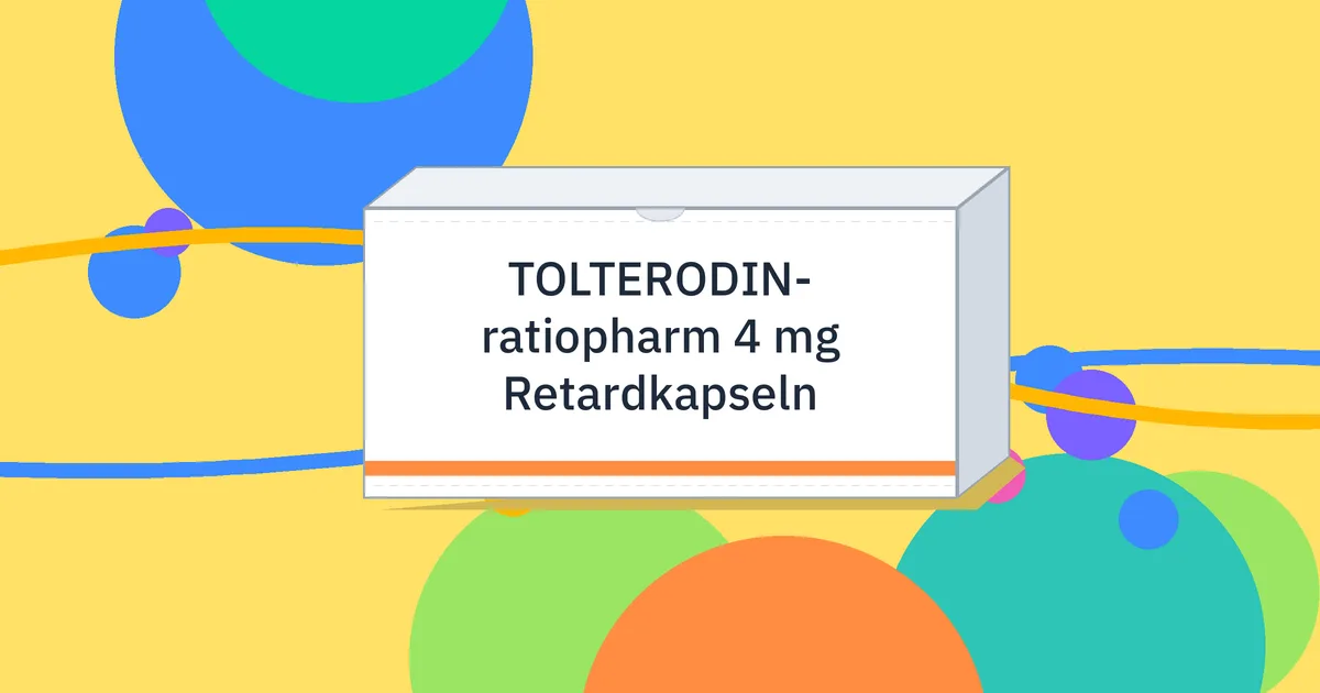 Symbolbild: Packung mit der Aufschrift TOLTERODIN-ratiopharm 4 mg Retardkapseln (PZN 09666781) – Verfügbarkeit und Bezug in Apotheken in Frankfurt am Main