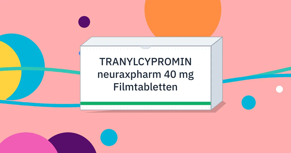 Symbolbild: Packung mit der Aufschrift TRANYLCYPROMIN neuraxpharm 40 mg Filmtabletten (PZN 17482865) – Verfügbarkeit und Bezug in Apotheken in Frankfurt am Main