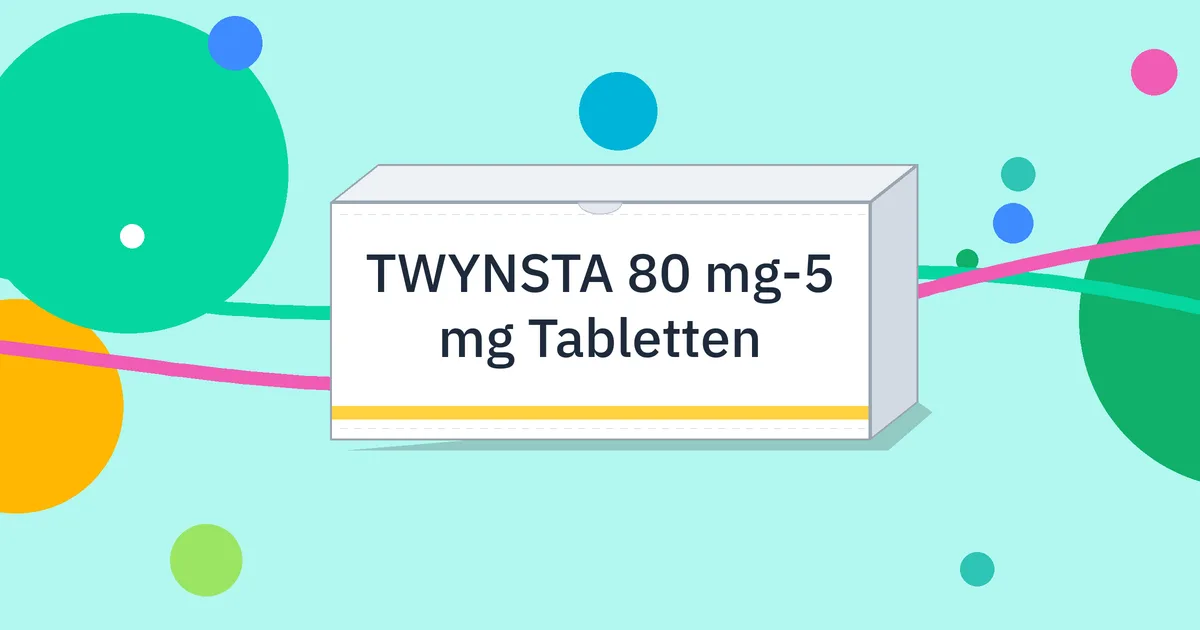 Symbolbild: Packung mit der Aufschrift TWYNSTA 80 mg-5 mg Tabletten (PZN 09640646) – Verfügbarkeit und Bezug in Apotheken in Frankfurt am Main