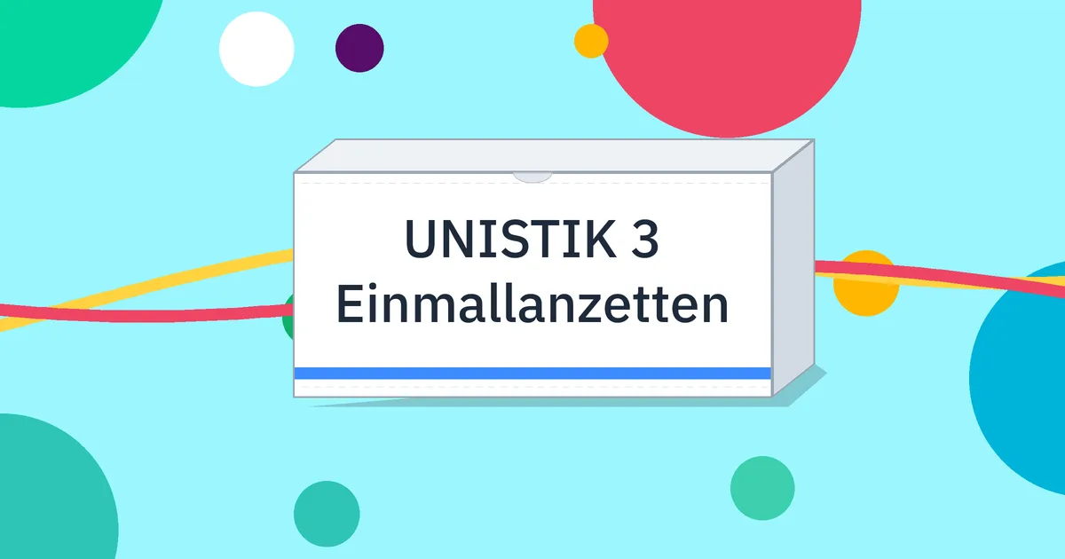 Symbolbild: Packung mit der Aufschrift UNISTIK 3 Einmallanzetten (PZN 06570566) – Verfügbarkeit und Bezug in Apotheken in Frankfurt am Main