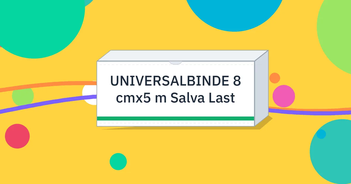 Symbolbild: Packung mit der Aufschrift UNIVERSALBINDE 8 cmx5 m Salva Last (PZN 10350965) – Verfügbarkeit und Bezug in Apotheken in Frankfurt am Main