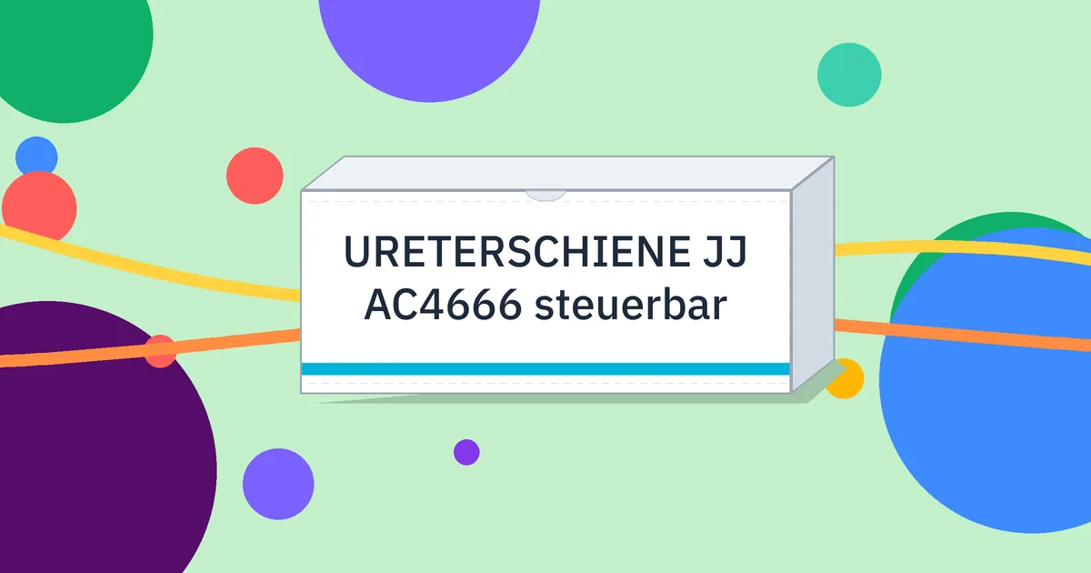 Symbolbild: Packung mit der Aufschrift URETERSCHIENE JJ AC4666 steuerbar (PZN 00153318) – Verfügbarkeit und Bezug in Apotheken in Frankfurt am Main