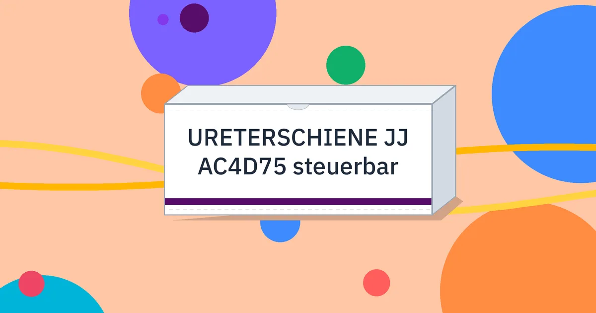 Symbolbild: Packung mit der Aufschrift URETERSCHIENE JJ AC4D75 steuerbar (PZN 00153488) – Verfügbarkeit und Bezug in Apotheken in Frankfurt am Main