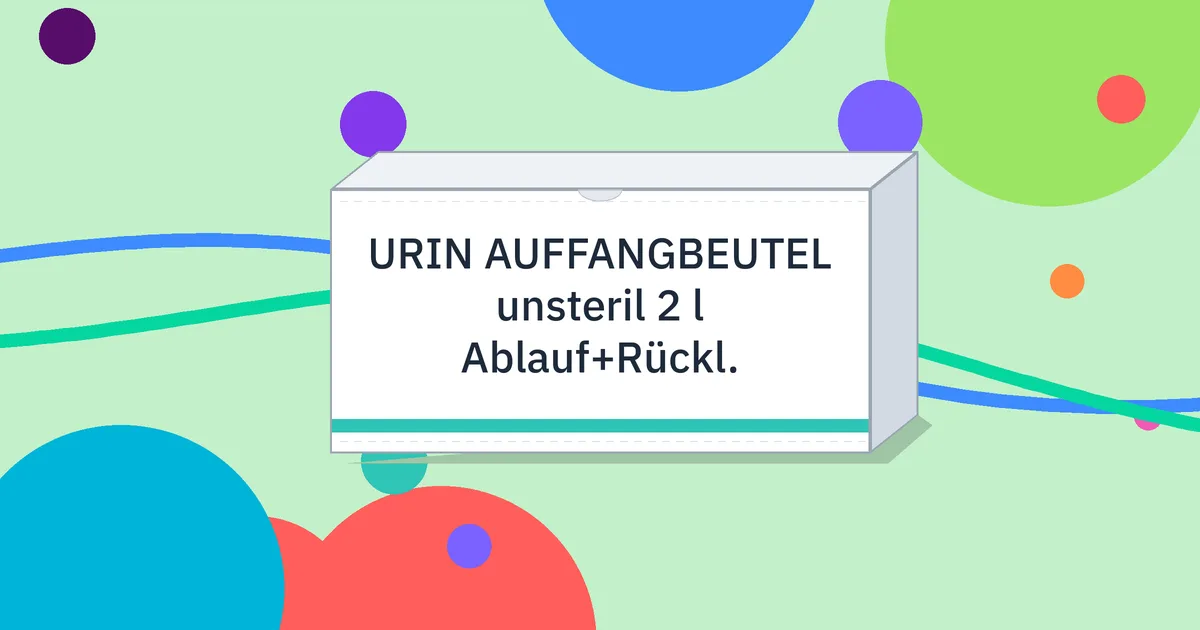 Symbolbild: Packung mit der Aufschrift URIN AUFFANGBEUTEL unsteril 2 l Ablauf+Rückl. (PZN 02743679) – Verfügbarkeit und Bezug in Apotheken in Frankfurt am Main